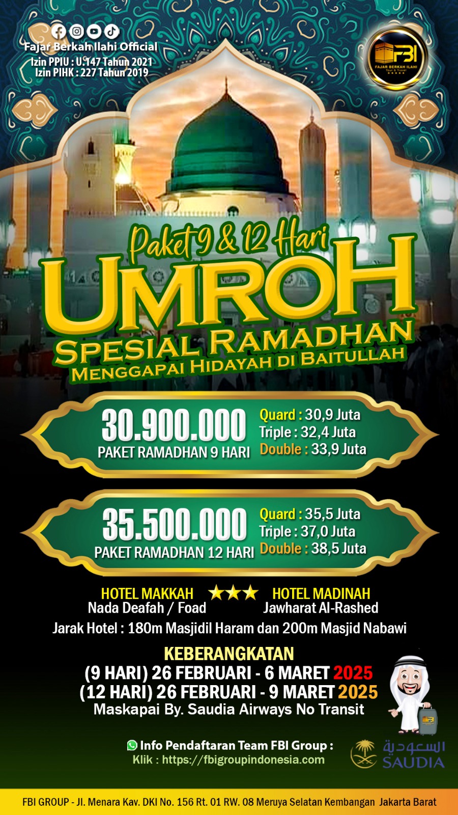 Umroh Ramadhan 2025 - FBI Group PPIU 350 PIHK 227