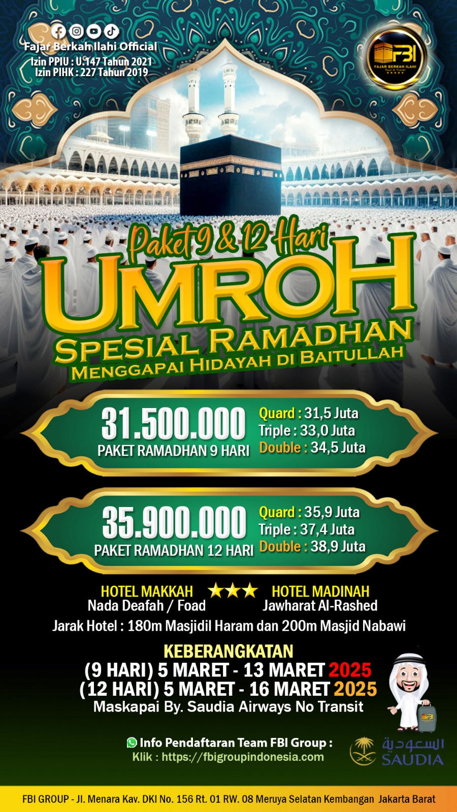 Umroh Ramadhan 2025 - FBI Group PPIU 350 PIHK 227